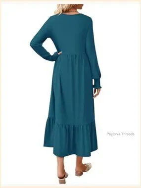 Dresses | Women Nursing Crew Neck Maternity Flowy Long Sleeve Smocked ...